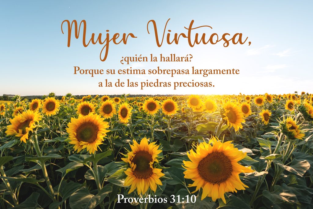 Lienzo/ Canvas Mujer Virtuosa; Girasol; Proverbios 31:10 - Palabra De Dios
