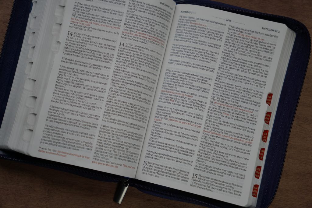 Biblia Bilingue Tamaño Personal RVR 1960 Azul Marino, Símil Piel Con ...