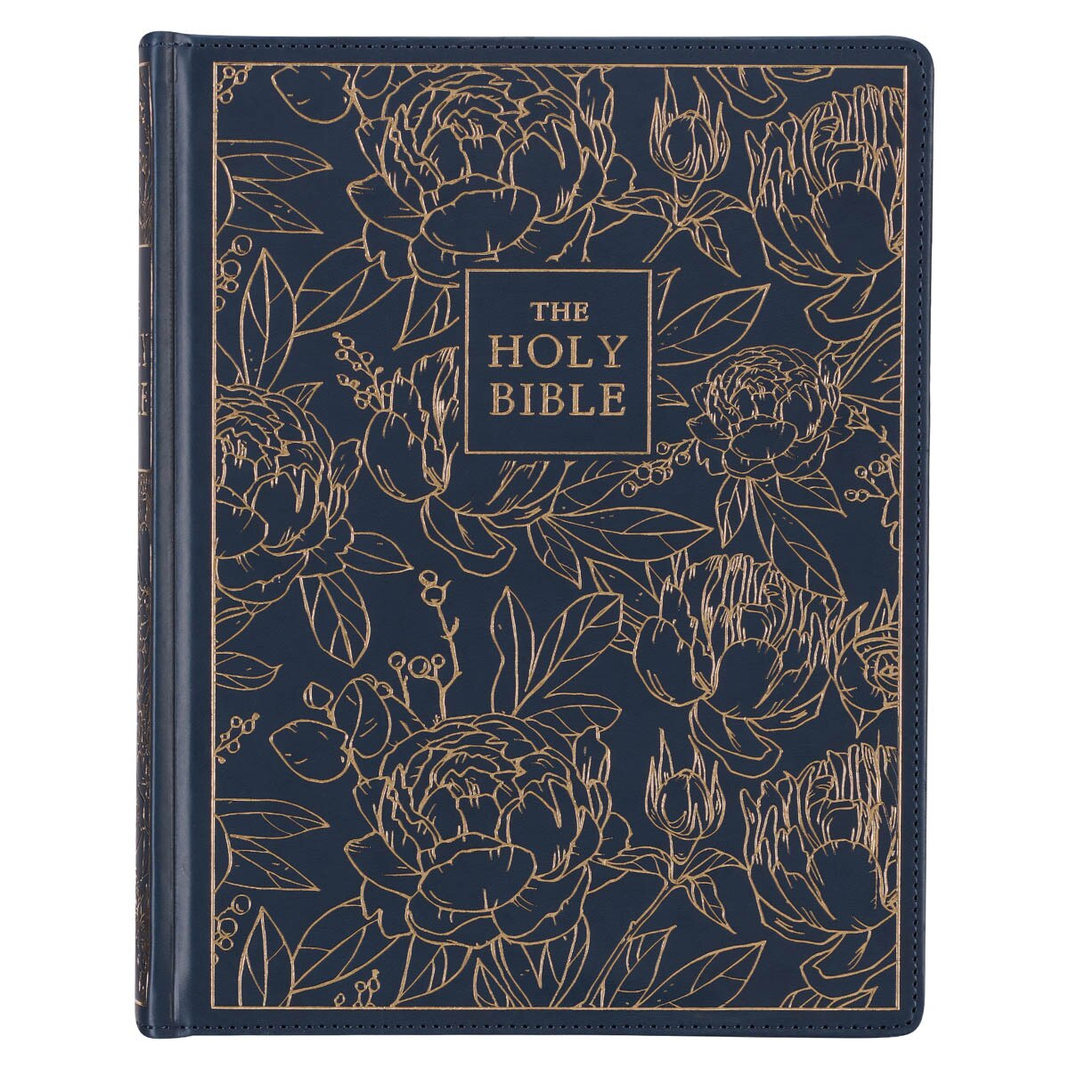 Navy Blue Floral Faux Leather Hardcover Large Print KJV Note-taking ...